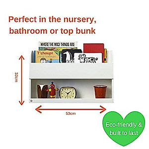 Tidy Books® Bunk Bed Accessories Shelf (Age 6-99) The Original Bunk Bed Buddy™, Bedside Shelf, White Shelves for Kids Room, Loft Bed Shelf, Wood, 13 x 20.9 x 4.7, Eco Friendly, Handmade