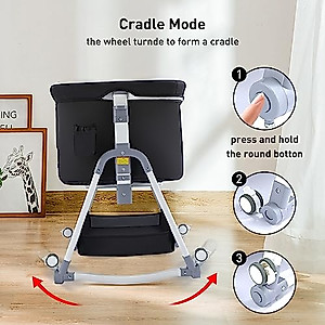 Uuoeebb 4 in 1 Baby Bassinet Bedside Sleeper, Portable Baby Bassinet with Wheels, Baby Crib with Changing Station, Mattress Included and Storage, Foldable Travel Bassinet for Baby/Infant/Newborn-Black