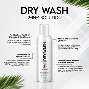 Her Imports OSI Works Dry Wash Shampoo – Water-free Dry Shampoo - Spray Bottle For Hair Dirt Removal - Travel Size Dry Shampoo - Waterless Shampoo Spray