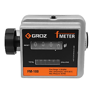 Groz 45682 F Meter Mechanical Fuel Meter, Gallons, 3/4" NPT Female