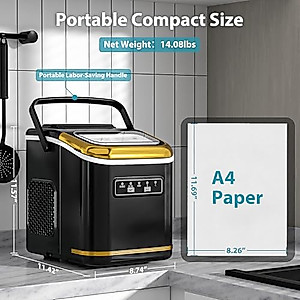 Electactic Ice Maker Machine Countertop Portable Compact Small Bullet Ice Maker with Self Cleaning,9 Cubes in 6 Mins,26lbs in 24Hrs, for Camping Dorm Home Outdoor