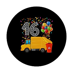Happy 16 Birthday Rear Loader Garbage Truck PopSockets Swappable PopGrip