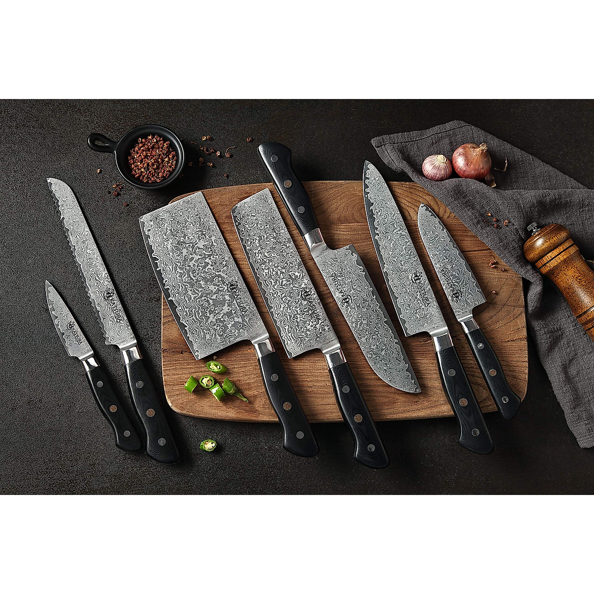 KATSURA Santoku Knife – 5 Inch – Japanese Premium AUS 10, 67 Layers Damascus Steel Knife