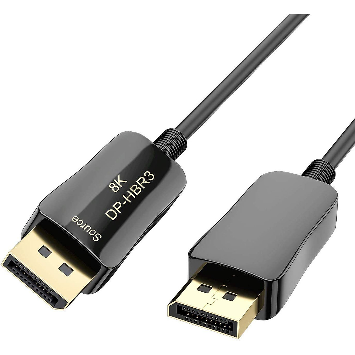 CABLEDECONN Fiber 8K 4K DisplayPort Cable DP 1.4 HBR3 8K@60Hz 4K@144Hz High Speed 32.4Gbps Optical Fiber Slim and Flexible DP to DP Cable 15m 50ft