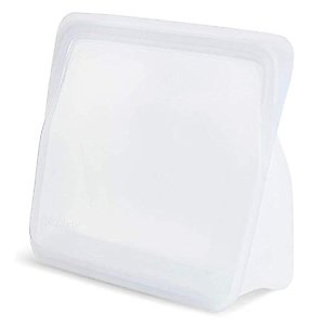 Stasher Re-Usable Food-Grade Platinum Silicone Stand Up Bag for Eating from/Cooking, Freezing and Storing in/Organising/Travelling, 17.80 x 20.30 cm/1.65 Litre/56 Fluid Ounces, Clear