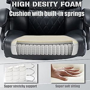 HESL Big and Tall Office Chair with Adjustable Lumbar Support Heavy Duty Office Chair 400 lb Capacity Executive Office Chair for Heavy People with Quiet Rubber Wheels Ergonomic Office Chair