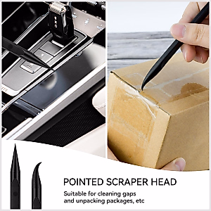 9 Pieces Plastic Scraper Tool for Tight Spaces, Non-Scratch Kitchen Scraper Cleaning Pen, Perfect for Remove Stickers, Labels, Oil Stains, Food, Dirt (Black)