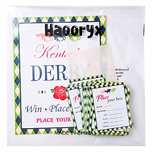 Haooryx 41Pcs Horse Derby Race Betting Cards Party Game Supplies Horse Derby Card for Guess Who Will Win, Play Your Horse Bet Card Win Place Show Ticket Jockey Club Invitation Card Guessing Horse Game