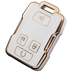 Guibuhuse Protective Key Fob Cover Fits for Chevy 2014-2020 Silverado 1500 2500 3500 Chevrolet Colorado 2015-2021 GMC 2014-2020 Sierra 1500 2500 3500 GMC 2015-2021 Canyon (White)