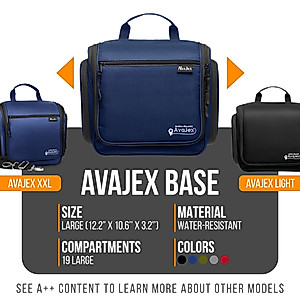 Travel Toiletry Bag for Men and Women - Large Hanging Toiletry Organizer - Waterproof Hygiene Bag with Metal XXL Swivel Hook, with YKK Zippers and 19 Compartments for Toiletries, Makeup, Cosmetics