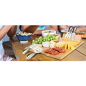 NewlineNY Stainless Steel 4 Pieces Smiling Faces Cheese Knife Set: Hard and Soft Cheese Knives, Serving Fork & Cheese Spreader