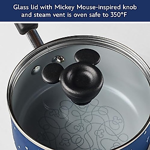 Farberware Disney Bon Voyage Ceramic Nonstick Lid, Dishwasher Safe, Saucepan (2-Quart), Blue