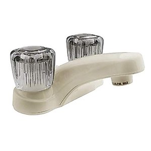 Dura Faucet DF-PL700S-BQ RV Bathroom Faucet with Smoked Acrylic Knobs (Bisque Parchment)