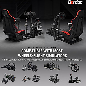 Dardoo G920 Flight Racing Simulator Cockpit with Ergonomic Seat Fits for Logitech/Hotas Warthog/Thrustmaster G29 G923 T150,PC,Adjustable Steering Wheel Stand,Excluding Wheel,Pedal,Handbrake & Joystick