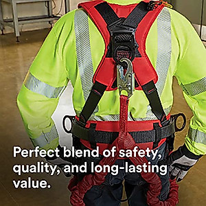 3M Protecta PRO 1340161 6', 100-Percent Elastic Shock Absorbing Lanyard, Snap Hook At Center, Steel Rebar Hooks On Leg Ends, 310 lb. Capacity, Red