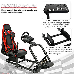 Minneer Flying Racing Simulator Cockpit with Red Seat Fit Immersive Drive for Logitech/Thrustmaster/Fanatec G29/G920/G923/T248/T300, Racing Steering Wheel Stand(Wheel Pedal Handbrake Not Included)