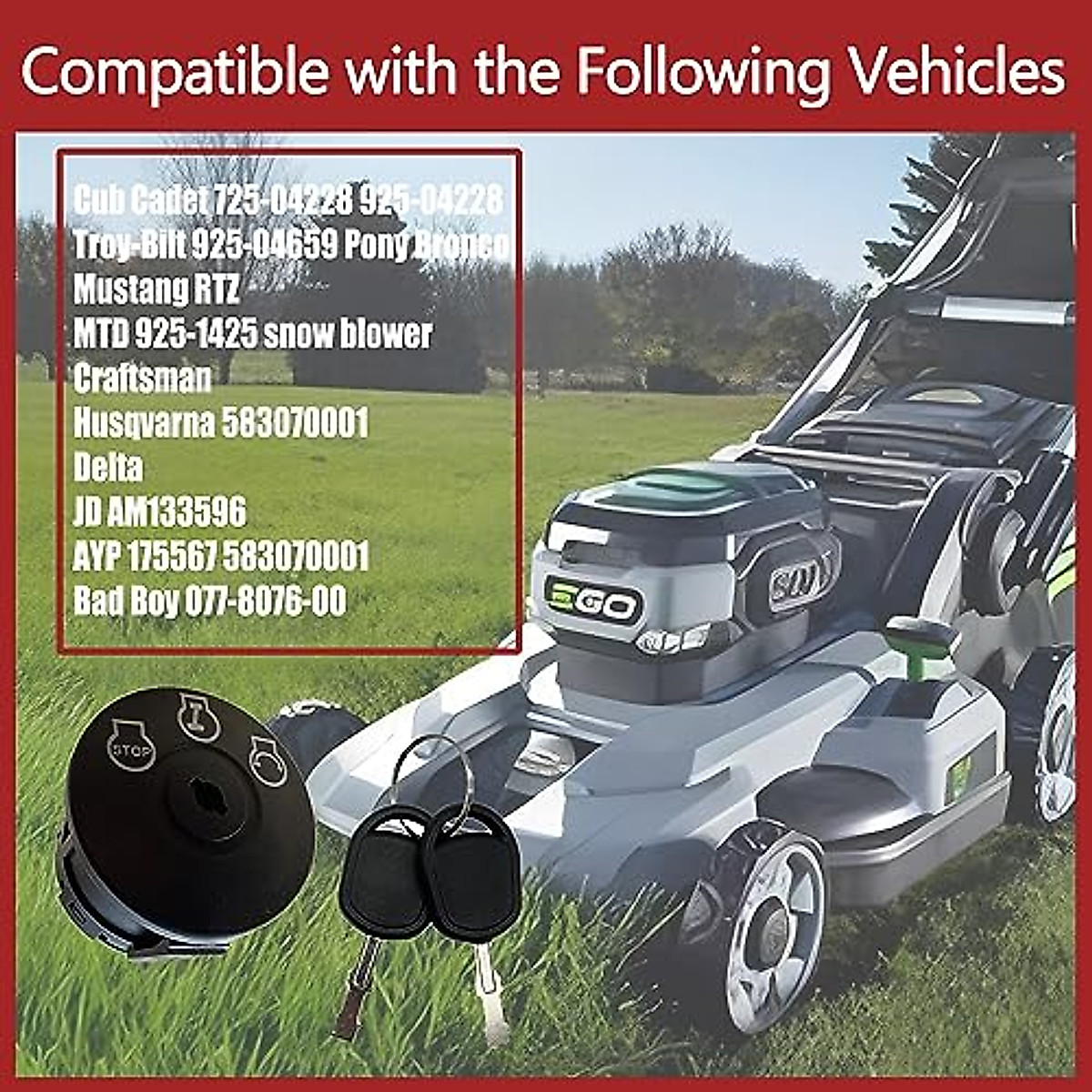 H-Jun Ignition Switch 3 Position with Key for Cub Cadet, MTD, Troy-Bilt, Husqvarna, Craftsman, Delta, JD Riding Lawn Mower, 725-04228, 925-04228