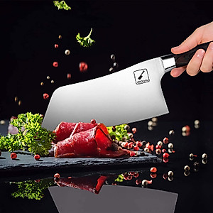 imarku 7-inch Sharp Chef Knife, Japanese SUS440A Stainless Steel Cleaver Knife Butcher Knife with Pakkawood Handle - Vegetable Knife Kitchen Knife in Gift Box