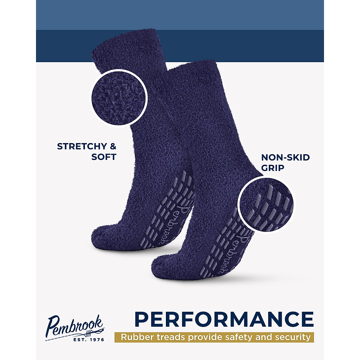 Pembrook Moisturizing Spa Socks Aloe Infused | 2-Pair | Fuzzy Non Skid Gel Sleeping Socks