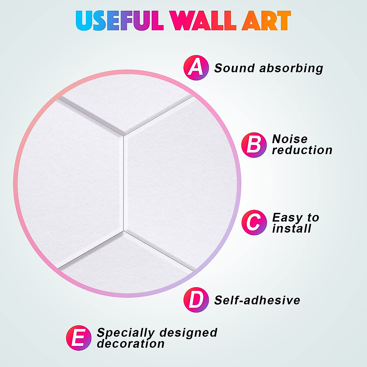 48 Pcs Hexagon Acoustic Panels 12 x 10 x 0.4 Inches High Density Wall Panels Sound Proof Panels Sound Absorbing Panels Sound Proof Padding for Recording Office Home Studio(White)