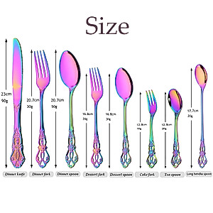 Jankng 6pcs Basic Rainbow Fork, Royal Stainless Steel Dinner Fork With Royal Handle, Metal Forks Set For Eating Salad Fish, Mirror Finish