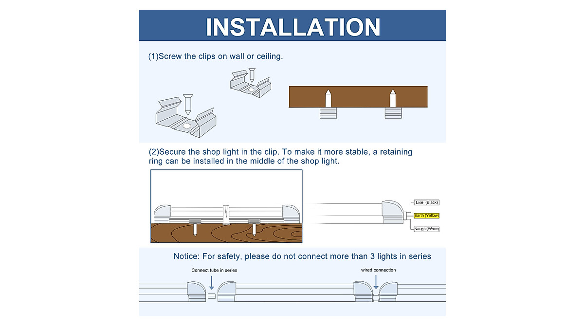 ONLYLUX 8Ft LED Shop Light - 15000 Lumens, Energy Efficient