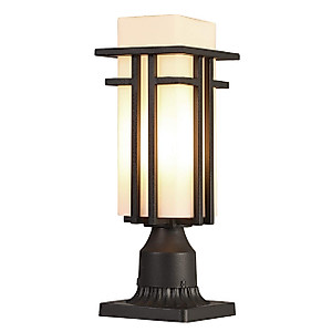 EERU Outdoor Post Lights Waterproof Metal Frame with Milk White Frosted Glass, Pier Mount Outdoor Lighting Fixtures(with 3-Inch Pier Mount Base) Outdoor Post Lantern for Garden Backyard and Porch