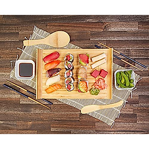 Noble Nest Sushi Making Kit for Beginners | Sushi Maker Kitchen Accessories Set Included Bamboo Sushi Rolling Mat, Chopsticks, Dipping Plates, Ladle, Serving Tray, Sushi Knife & Roller