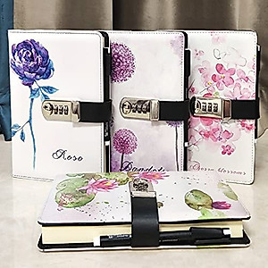 HMEI Lock Diary With Digital Password For Girls,A5 Notebook For Women,For Writing 8.6X5.9 Inch 130 Sheets And 260 Pages fashion notebook (Color : Sakura)