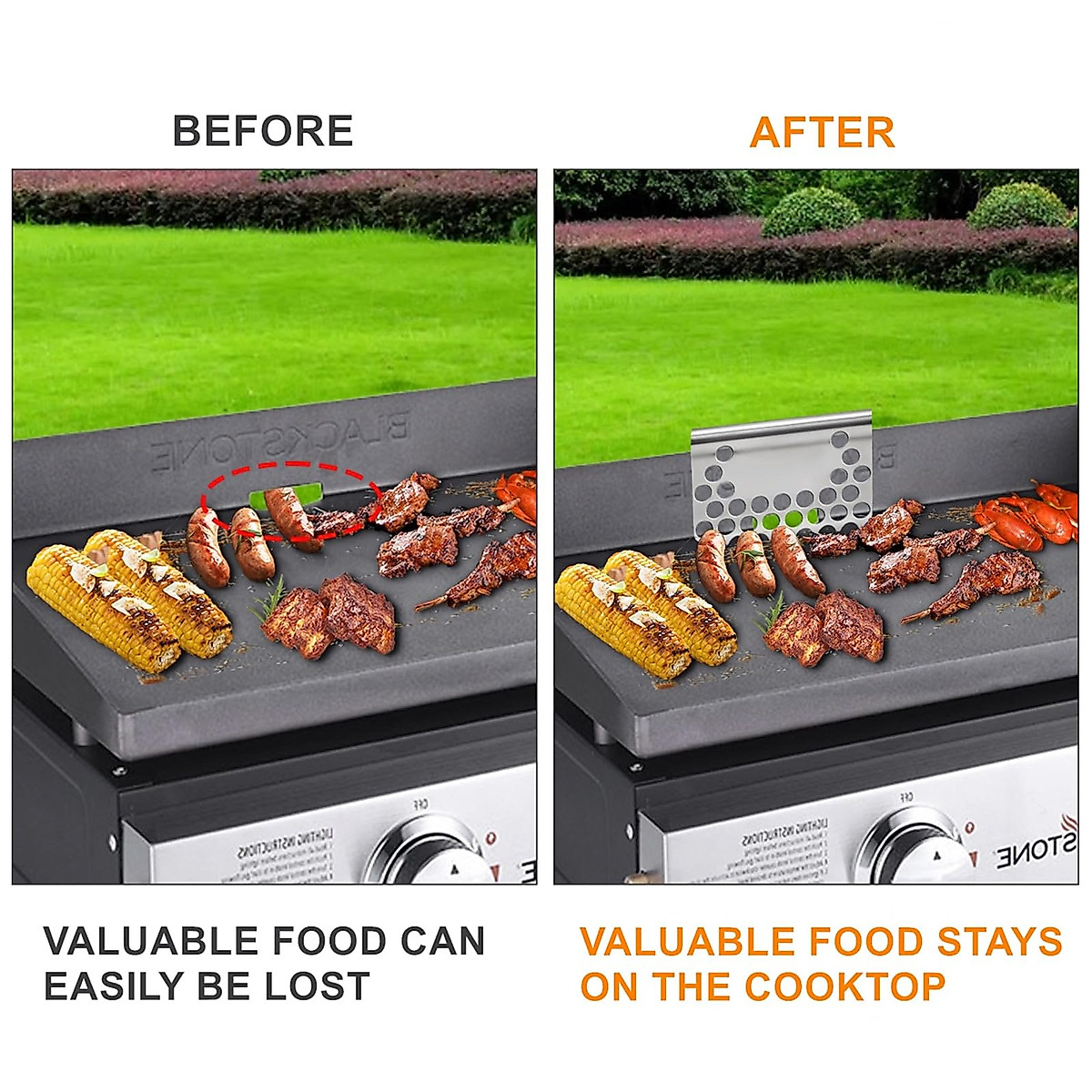 Begatter Grease Gate Spatula Holder Combo, Food Mesh Screen Blocks Food from Falling into Rear Grease Trap, Blackstone Griddle Accessories Universal Fit All Blackstone Grills, 2 PCS
