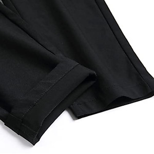 Ginsiom Mens Slim Fit Dress Pants, Stretch Skinny Flat-Front Business Casual Chinos Suit Pants for Men Black