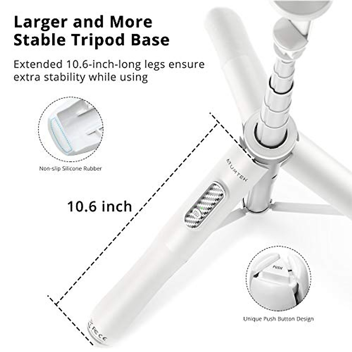 ATUMTEK 51" Selfie Stick Tripod, All in One Extendable Phone Tripod Stand with Bluetooth Remote 360° Rotation for iPhone and Android Phone Selfies, Video Recording, Vlogging, Live Streaming, White
