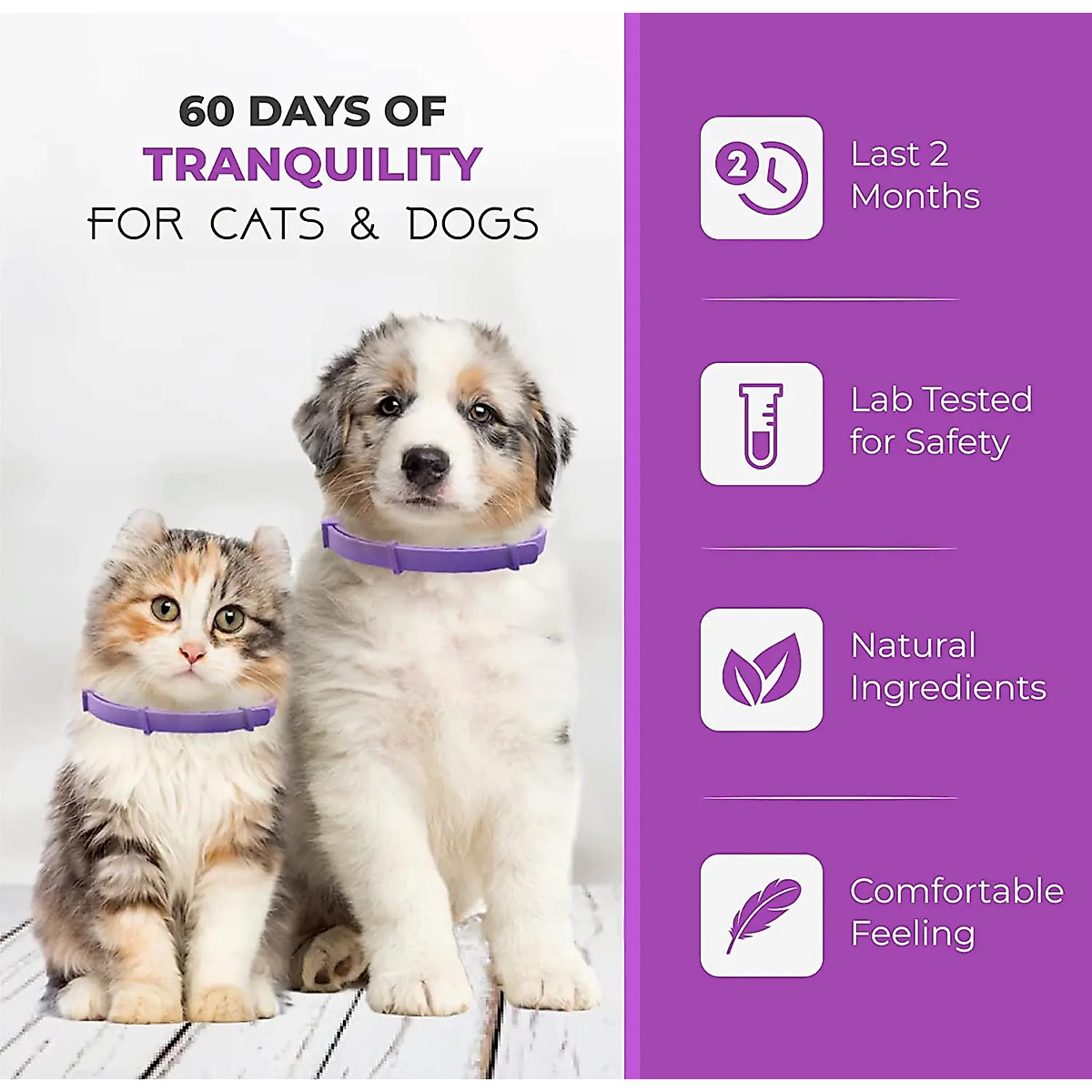 Calming Collars for Dog, 4 Packs, Dog Pheromone Calm Collars Help Dogs Calm Down, Stress Separation Suitable Dogs Last 60 Days Relieve per Box Collar Size 24.5 inch Color Gray