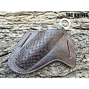 TAC KNIVES 7'' Full Tang Fixed Blade Outdoor Camping Hunting Knife In Sheath Gift For Him | 1095 High Carbon Steel Knife | Bushcraft Survival Knife Gift | Cowboy knives | Pancake leather sheath (BLACK)