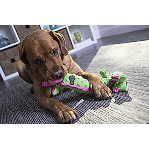 goDog Bubble Plush Skinny Dragons Squeaky Plush Dog Toy, Chew Guard Technology - Green, Large
