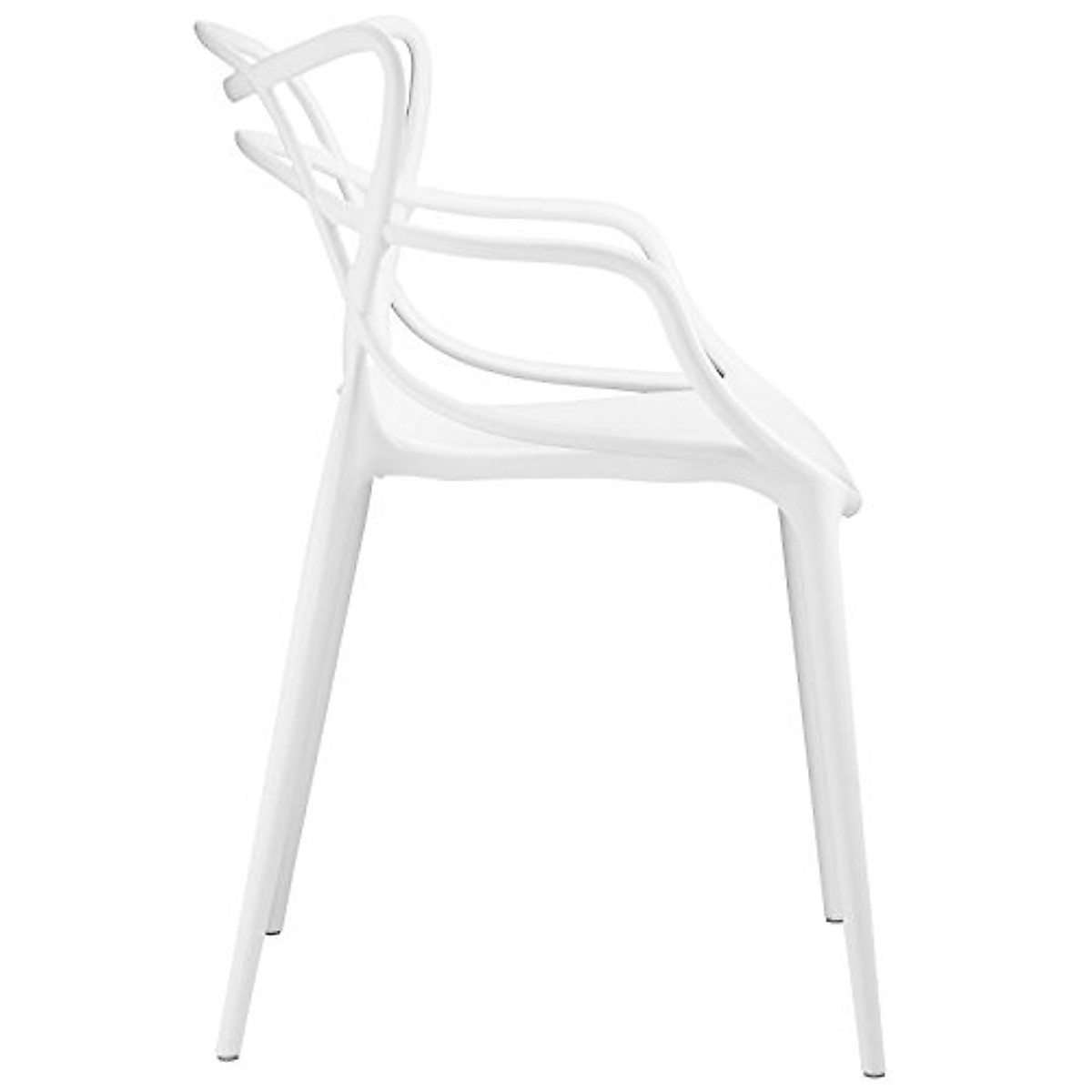 Modway Entangled Modern Molded Plastic Four Dining Armchairs in White