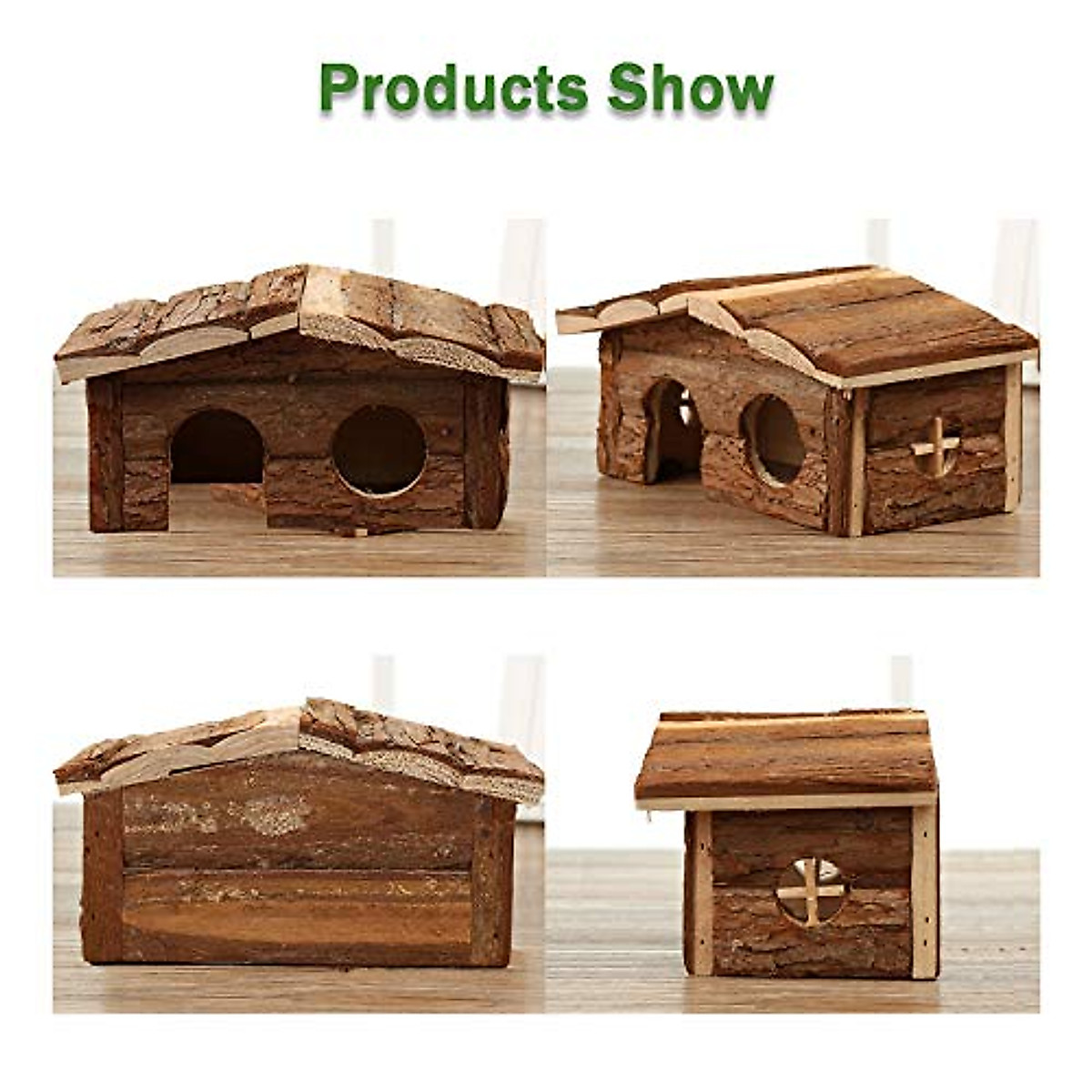 Hamiledyi Hamster Hideout Wooden House,Natural Wood Rat Hut Hamster Bridge for Dwarf Hamster Mouse Playing Hiding