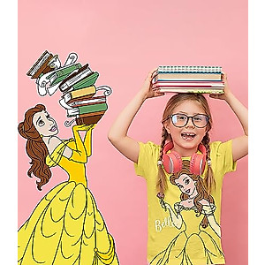 Disney Princess T-Shirts (4-Pack) Girls Short Sleeve Aurora, Cinderella, Snow White, Jasmine, Rapunzel, Ariel, Moana, Tiana 4T Lb/Pk/Y/T SS