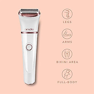 Andis 31015 Close Curves Electric Shaver for Women - Perfect for Legs, Bikini Area & Underarms Hair Removal - Rechargeable Cordless Wet & Dry Shaver, Lightweight - 6 Piece Kit