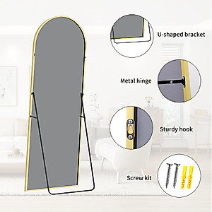 BONEWEI 64"x21" Big Wall Mirror with Stand Mounted for Bedroom/Cloakroom/Dorm Room/Bathroom/Living Room