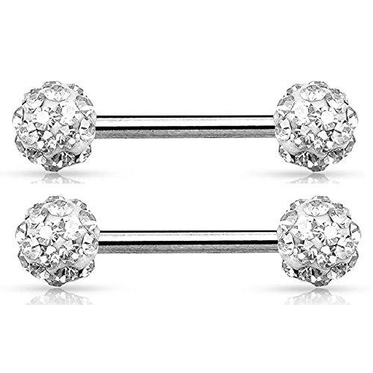 Body Accentz Nipple Ring Crystal Paved Ferido Balls 316L Surgical Steel Nipple Bar Pair(Purple)