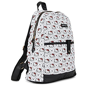 Fast Forward Hello Kitty Allover Leather Backpack - Girls, Boys, Teens, Adults - Officially Licensed Hello Kitty Faux Leather 14 Inch Backpack (White)