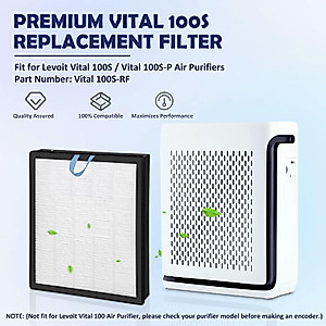 2 Pack Vital 100S Replacement Filters Compatible for LEVOIT Vital 100S/100S-P Air Cleaner Purifiers, 3-in-1 H13 True HEPA, High-Efficiency Activated Carbon Filters, Part # Vital 100S-RF