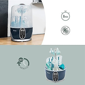 Babymoov Turbo Pure Steam Sterilizer Dryer, Patented Purified Sterilization, Fast & Clean Drying, Baby Bottle Storage and Easy Use (Elimates 99.9% of bacteria)