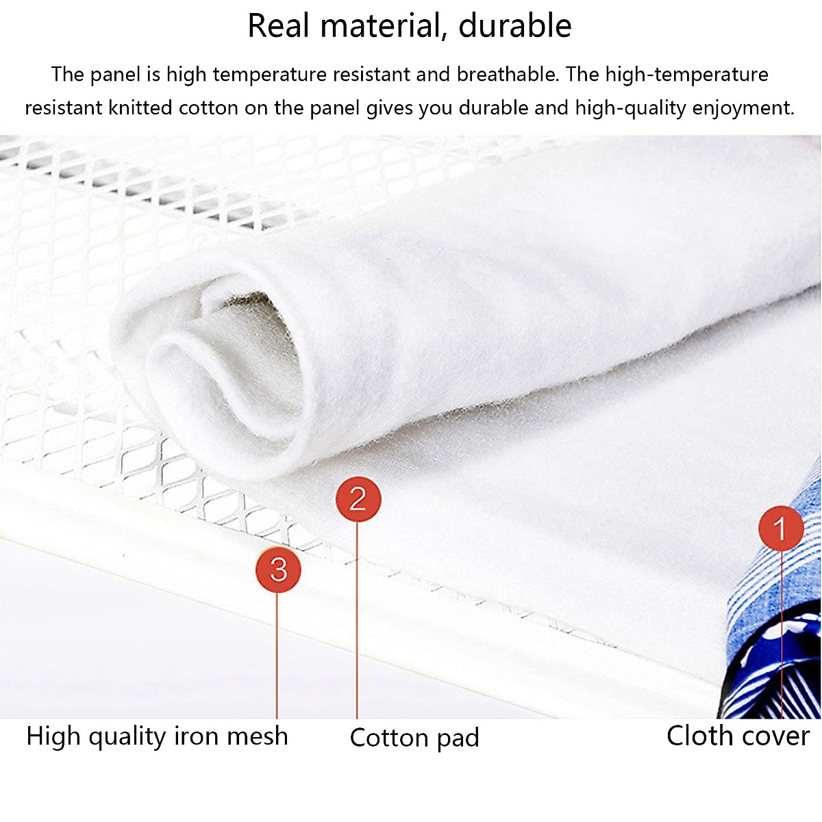 Extra Wide Ironing Board with Iron Rest, Adjustable Height, Foldable Ironing Boards, Metal Frame Heavy Duty Legs Brown