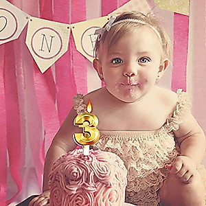 Birthday Number Candles, NO. 1/3/13/31 Anniversary Cake Decorations, Gold Number Birthday Cake Candles, Cake Decoration for Birthday Party Wedding Anniversary Graduation Celebration Supplies