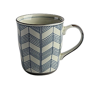 Caalio Ceramic Tea Cup Coffee Mug for Office and Home, Japanese Retro Style, Dishwasher and Microwave Safe, for Tea, Juice, Coffee - 9oz - Arrow Feather