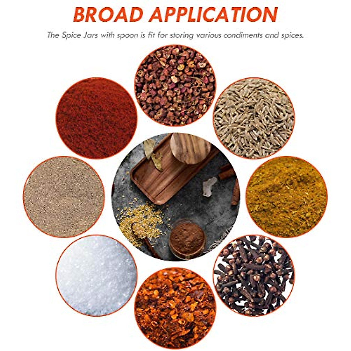 Freehawk Condiment Container Seasoning Box Set Salt Sugar Spice Pepper Condiment Container Kitchen Cruet Seasoning Pots with Bamboo Wooden Spoon Lid and Base,Set of 3(250ml Round Shape)