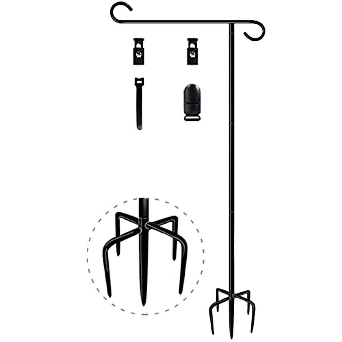 Balie Space 49 Inch Tall Garden Yard Flag Holder Stand with 5 Forked Base Fit 12 X 18 Sign Decoration, 1 Pack