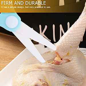 Portable Food Ceramic Shears for Kitchen Classroom Craft Pet Hair Pizza Vegetable Cutting Chopping Tool with Cover Sky Blue